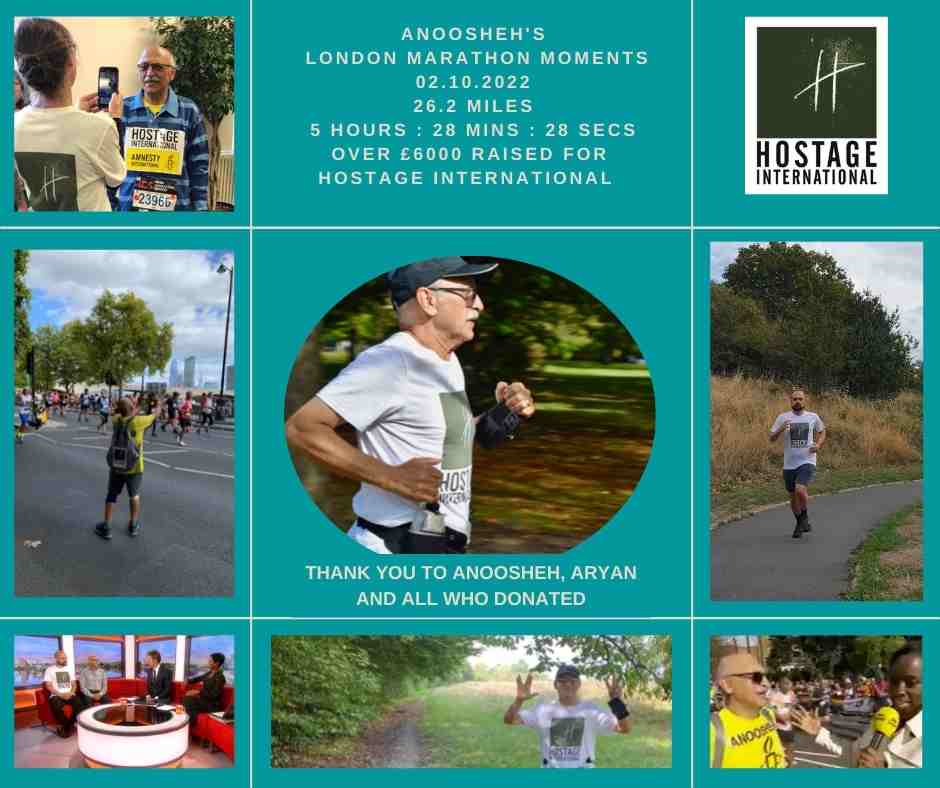 Congratulations Anoosheh for completing the London Marathon — Hostage ...